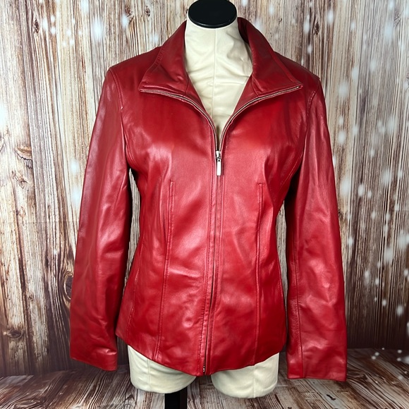 Winlit | Jackets & Coats | Winlet Red Leather Jacket Blazer Medium ...